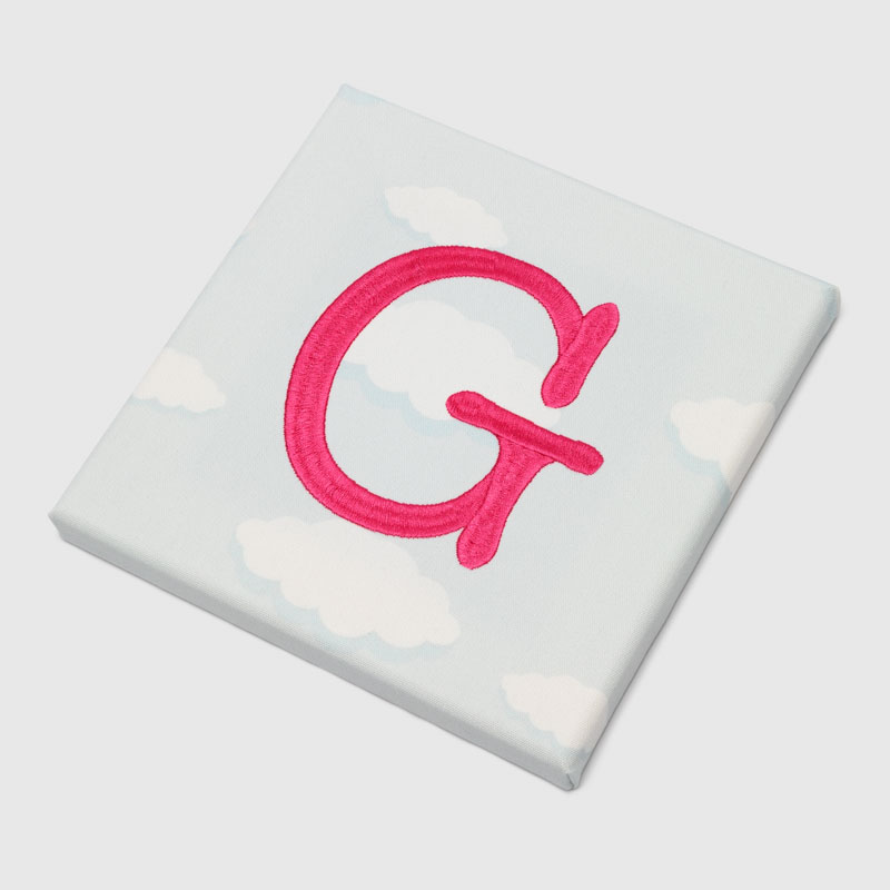 Embroidered Canvas Letter Art. Letter Canvas Wall Art.