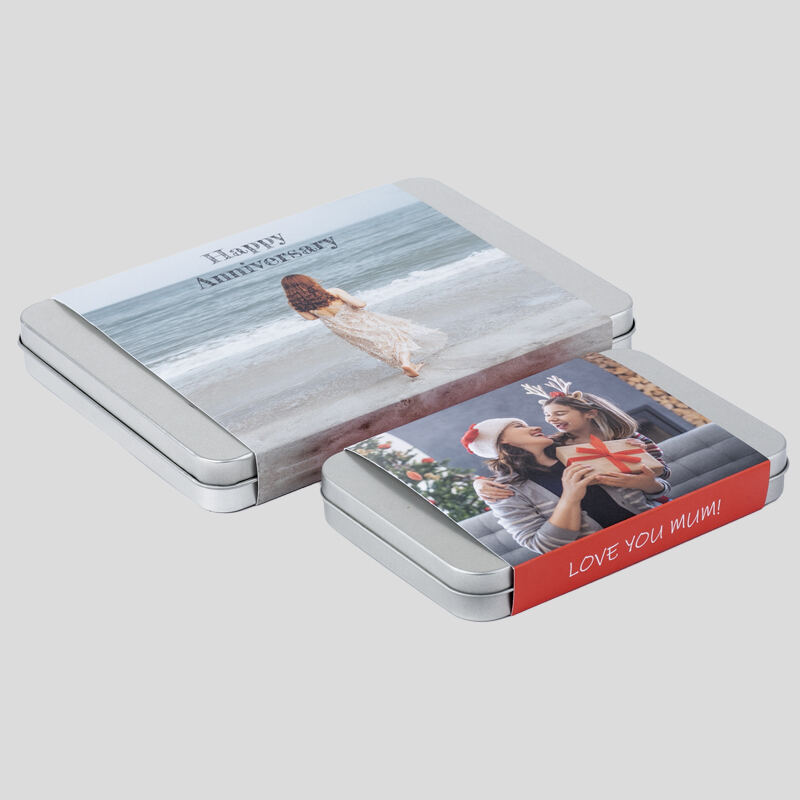 Tin with Custom Card Sleeves | Tin with Photo Card Sleeves