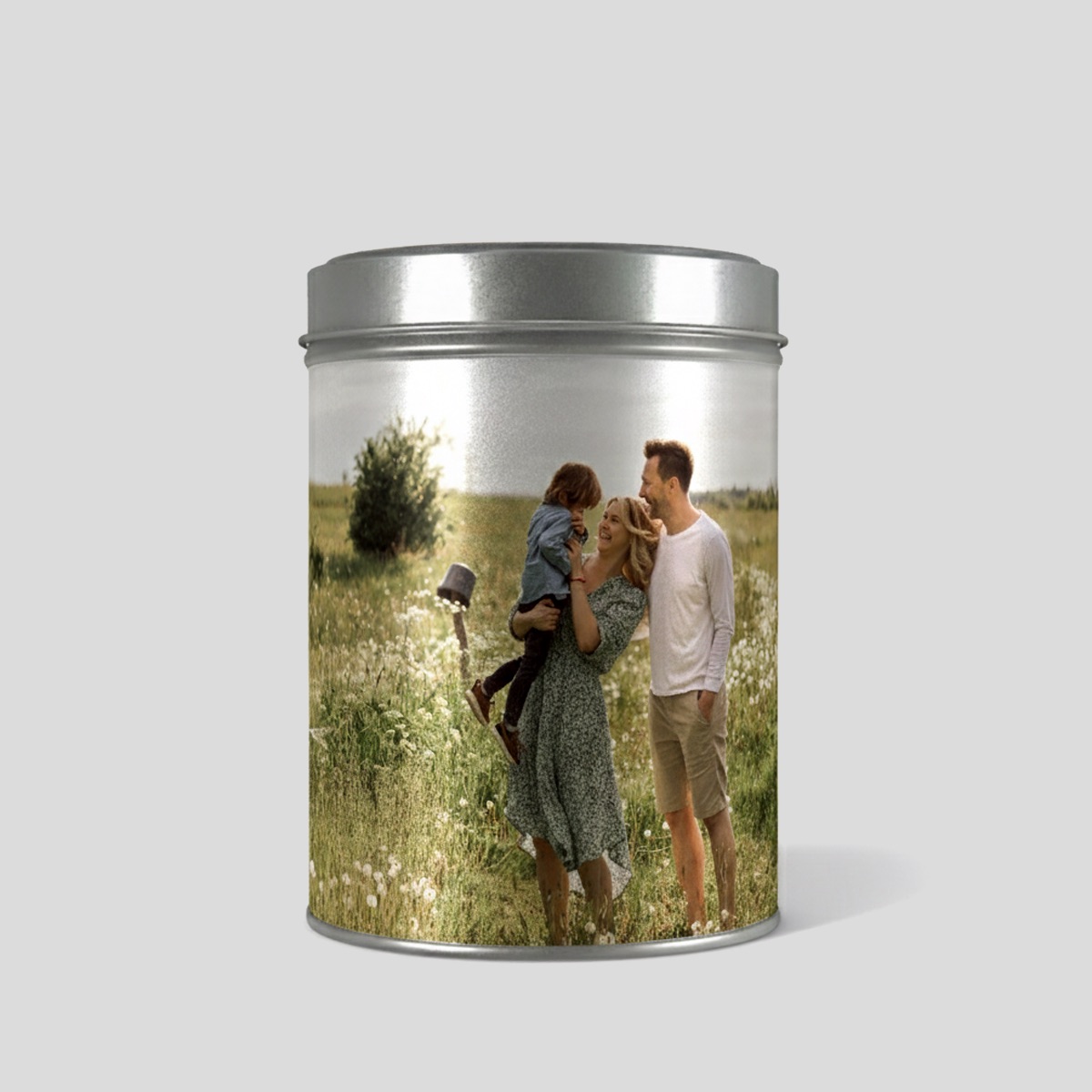 Custom Cylinder Tin. Personalized Tin Cylinder.